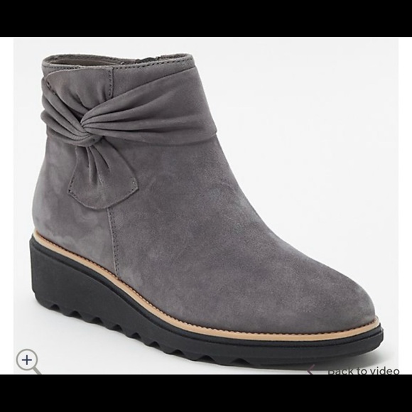 Clarks | Shoes | Nwt Box Clarks Suede Ankle Boots With Bow | Poshmark